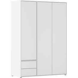 Dreht&uuml;renschrank Rauch, B:140cm H:194cm T:53cm, wei&szlig;, Holzwerkstoff, Schr&auml;nke, "Kleiderschrank Schrank Garderobe W&auml;scheschrank NABILA viel Stauraum",
