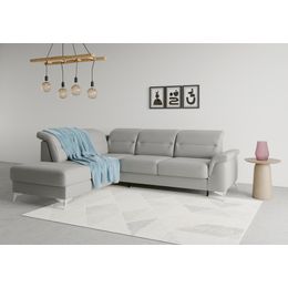 Sit & More Ecksofa SIT & MORE, B:251cm H:85cm T:220cm, grau, 100% Polyester, Wohnzimmer, Sofas, "Sinatra L-Form", mit Ottomane, optional mit Kopfteilverstellung