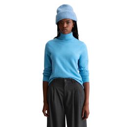Marc O'Polo Strickpullover MARC O'POLO DENIM "aus Soft Cotton Stretch", Damen, Gr. XXS, medium blau melange, Obermaterial: 58% Baumwolle, 25% Polyamid, 17% Polyester, unifarben, Pullover Strickpullover