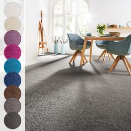 ANDIAMO Teppichboden "Sophie, Frisee-Velours, Made in Netherlands", B : 500cm 1 Stk., 12mm, L: 400cm, grau, Schlafzimmer, Teppiche, Uni Farben,