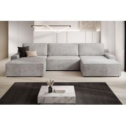 Wohnlandschaft Trendmanufaktur, B:333cm H:98cm T:168cm, grau, 88% Polyester / 12% Nylon, Sofas, "Challenge, Schlafsofa mit Bettkasten, Couch in