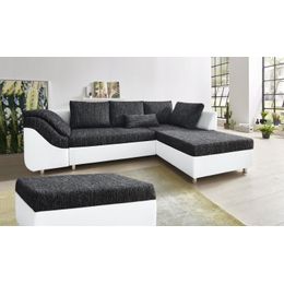 Ecksofa Collection AB, B:256cm H:87cm T:165cm, schwarz-wei&szlig;, Microfaser PRIMABELLE (100% Polyester) / Struktur (80% Polyester, 20% Acryl);Struktur