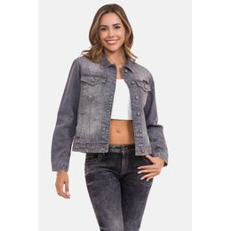 Cipo & Baxx CIPO & BAXX Damen Jeansjacke "Jeansjacke", grau, Gr. S, unifarben, Stoff, 100% Baumwolle, Jacken, mit kontrastfarbenen N&auml;hten, WJ206