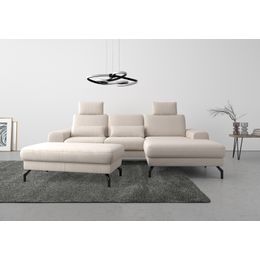 Sit & More Ecksofa SIT & MORE, B:283cm H:91cm T:175cm, grau, Wohnzimmer, Sofas, "Cinturo L-Form", inklusive Sitztiefenverstellung und Federkern, Sitzh&ouml;he 48 cm