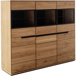 Stauraumvitrine MCA LIVING, B:152,5cm H:129cm T:40,5cm, braun, Holzwerkstoff, Massivholz, Schr&auml;nke