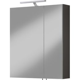Spiegelschrank Welltime, B:60cm H:74cm T:16cm, grau, FSC-zertifizierter Holzwerkstoff, Badezimmer, Schr&auml;nke, "Torino", Breite 60 cm, 2-t&uuml;rig,