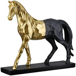 Tierfigur Gilde, B:34,5cm H:30,5cm T:9,5cmgoldfarben, schwarz, Kunstharz, Dekofiguren, "Skulptur Pferd Merlin", H&ouml;he: 30,5 cm