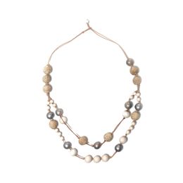 Damen Lange Kette "Diana", beige, Basic, Collezione Alessandro, Holz, Halsketten, mit Holzkugeln