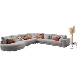 Ecksofa 3C CANDY, B:395cm H:86cm T:225cm, grau, 85% Polyester, 15% Viskose, Wohnzimmer, Sofas, "Enisa II, bequem und komfortabel, Mega Familiensofa,
