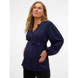 MAMALICIOUS Damen Umstandsshirt "MLMERCY LIA L/S WO TOP 2F NOOS", blau, Gr. XS, unifarben, Web, Obermaterial: 100% Viskose, Shirts