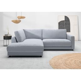 Ecksofa Home Affaire, B:252cm H:85cm T:224cmlight, blau, 85% Polyester, 15% Viskose, Wohnzimmer, Sofas, "Ecksofa Jiro, L-Form, gro&szlig;e Sitztiefe,