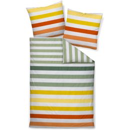 Bettw&auml;sche Janinegelb gr&uuml;n, Mako-Satin, Obermaterial: 100% Baumwolle, Bettw&auml;sche, "J. D. 87115 03", mit Rei&szlig;verschluss
