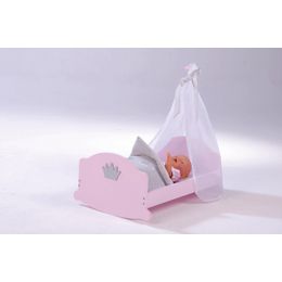 Roba Kinder Puppenwiege "Prinzessin Sophie", rosa, MDF, Massivholz, B:40cm H:58cm T:52cm, Puppenm&ouml;bel