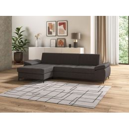 Ecksofa DOMO collection, B:297cm H:84cm T:160cm, schwarz, 100% Polyester, Wohnzimmer, Sofas, "Capelo, komfortabel, klare Linien zeichnen dieses