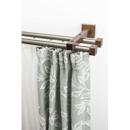 Gardinenschiene Garesa, L:530cm, braun, Gardinenstangen, "Cubus, Quad Innenlauf", Innenlauf-Vorhanggarnitur, verl&auml;ngerbar, Holz-Aluminium