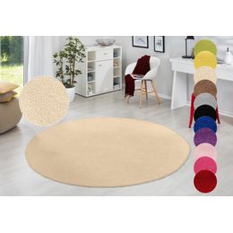 Teppich Hanse Home, H:7mm &Oslash;:200cm, beige, Kunstfaser, Wohnzimmer, Teppiche, "Fancy", Kurzflor, Weich, Einfarbig, Wohnzimmer, Schlafzimmer, Esszimmer