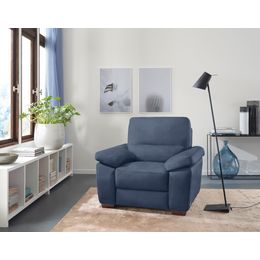 Sessel Calia italia, B:100cm H:92cm T:94cm, blau, Luxus-Microfaser Ginevra (100% Polyester), Wohnzimmer, Sessel, "Gaia, in edlem Design und mit