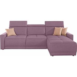 Ecksofa DOMO collection, B:262cm H:84cm T:167cm, lila, Kunstleder SOFTLUX;Struktur fein (100% Polyester);Zierkissen: Microfaser PRIMABELLE (100%