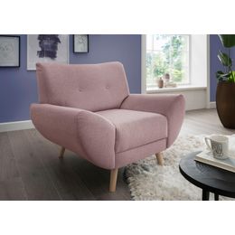 Sessel Home Affaire, B:112cm H:80cm T:82cm, rosa, (100% Polyester) Struktur fein (100% Polyester) Chenille, Wohnzimmer, Sessel, "Basta"