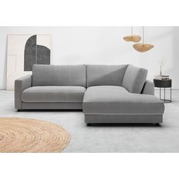 Ecksofa Home Affaire, B:252cm H:85cm T:224cmplatin, 100% Polyester, Wohnzimmer, Sofas, "Ecksofa Jiro, L-Form, gro&szlig;e Sitztiefe, Breite 252 cm", lose