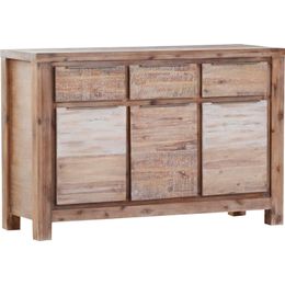 Sideboard GUTMANN FACTORY, B:130cm H:86cm T:47cm, braun, Holz teilmassiv, Wohnzimmer, Sideboards, "Tulsa", Kommode, Breite 130 cm