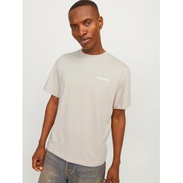 Jack & Jones JACK & JONES Herren Rundhalsshirt "JJELEGACY TEE SS O-NECK NOOS", grau, Gr. XS, bedruckt, Jersey, Obermaterial: 100% Baumwolle, Shirts