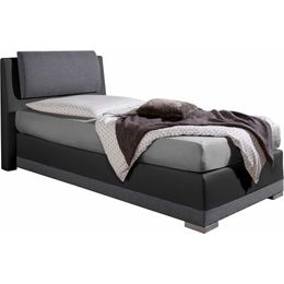 Boxspringbett Maintal, B:112cm L:212cm, schwarz, Strukturstoff-Bezug 100% Polyester;Kunstleder 100% PU;Bezug der Spiegelfl&auml;che Matratzendrell aus
