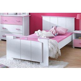 Jugendbett Parisot, B:103cm H:79cm L:208cm, rosa, pflegeleichte Kunststoffbeschichtung;Rosafarbene Kunststoffgriffe, Betten, "Biotiful", Hausbett,