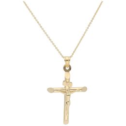 Smart Jewel Damen Kette mit Anh&auml;nger "Anh&auml;nger Kreuz, Silber 925", 50cm, Silber 925 (Sterlingsilber), gold, Silber 925 (Sterlingsilber), Halsketten