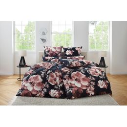 Bettw&auml;sche OTTO HOME, blau, Renforc&eacute;, Obermaterial: 100% Baumwolle, Bettw&auml;sche, "MELINA", florale Bettw&auml;sche mit Rei&szlig;verschluss, ab Gr. 135x200 cm