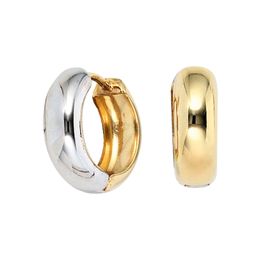 Jobo Damen Paar Creolen, 14,6mm, Gelbgold 333, gold, Gelbgold 333, Ohrringe, rund 333 Gold bicolor