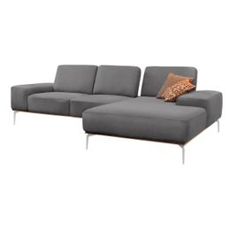 Ecksofa W.Schillig, B:279cm H:88cm T:178cm, grau, Longlife Xtra-Leder Z73: Naturwalkleder der Luxusklasse aus den erlesensten Rohh&auml;uten. Hautst&auml;rke
