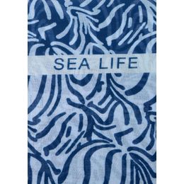 Loop Laura Scott, Damen, marine, hellblau, Web, Polyester, bedruckt, gemustert, Modet&uuml;cher Loop, gemusterte und bedruckte Optik, leichtes Webmaterial