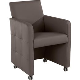 Sessel, B:61cm H:88cm T:70cm, grau, exxpo - SOFA FASHION, Wohnzimmer, Sessel, "Barista Clubsessel auf Rollen, schmale Armlehnen, aktuelles Design",