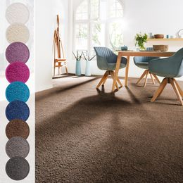 ANDIAMO Teppichboden "Sophie, Frisee-Velours, Made in Netherlands", B : 500cm 1 Stk., 12mm, L: 600cm, braun, Schlafzimmer, Teppiche, Uni Farben,