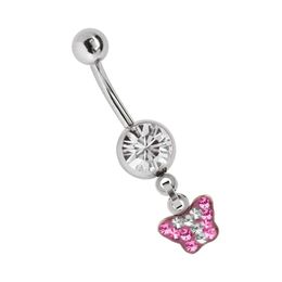 Adelia&acute;s ADELIA ́S Damen Bauchnabelpiercing "Piercing Piercing Bauchnabelpiercing", bunt, Chirurgiestahl, Piercings, 316l Stahl Piercing Banane Multistrass