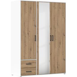 Dreht&uuml;renschrank Rauch, B:140cm H:194cm T:53cm, wei&szlig;, Holzwerkstoff, Schr&auml;nke, "Kleiderschrank Schrank Garderobe W&auml;scheschrank VOYAGER", mit modernen