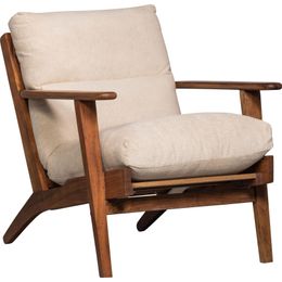 Sessel Woood, B:71cm H:86cm T:71cm, beige, Wohnzimmer, Sessel, "Houston", Rahmen aus Akazienholz, maximale Belastbarkeit 150 kg, H 86 cm