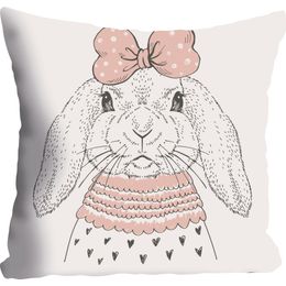 Dekokissen queence, B:40cm L:40cm, beige, Baumwolle, Dekokissen_Sitzkissen_Kissenh&uuml;llen, "Hase", Kissenh&uuml;lle ohne F&uuml;llung, 1 St&uuml;ck