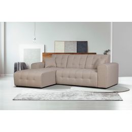 Ecksofa Home Affaire, B:234cm H:85cm T:163cm, beige, 100% Polyester, Wohnzimmer, Sofas, "Nosia L-Form", incl. 2 Zierkissen, mit feiner Steppung