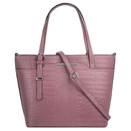 CLUTY Damen Henkeltasche, rosa, Leder, Reptilienpr&auml;gung, Taschen, echt Leder, Made in Italy