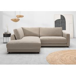 Ecksofa Home Affaire, B:252cm H:85cm T:224cmtaupe, 85% Polyester, 15% Viskose, Wohnzimmer, Sofas, "Ecksofa Jiro, L-Form, gro&szlig;e Sitztiefe, Breite 252