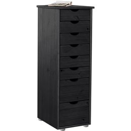 Kommode OTTO HOME, B:34cm H:102cm T:39cm, schwarz, FSC-zertifiziertes Massivholz, Schlafzimmer, Sideboards, "Gava", massives Kiefernholz, mit vielen