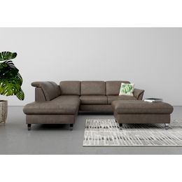 Sit & More Ecksofa SIT & MORE, B:261cm T:224cm, braun, 100% Polyester, Wohnzimmer, Sofas, "Maggiore L-Form", wahlweise mit Kopfteilverstellung, Bettfunktion und