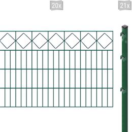 Arvotec Doppelstabmattenzaun "ESSENTIAL 80 zum Einbetonieren "Karo" mit Zierleiste", H/L: 80cm x 40m, Pfosten: 21 Stk., gr&uuml;n, Zaunelemente, Zaunh&ouml;he