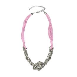 Damen Kette mit Anh&auml;nger "Hera", rosa, Basic, Collezione Alessandro, Metall, Halsketten, mehrere Reihen aus Metallperlen geknotet