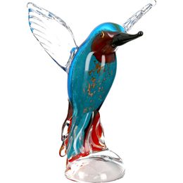 Wanddekoobjekt, B:14cm H:22cm T:14cm, blau, CASABLANCA BY GILDE, Glas, Wanddekoobjekte, "Skulptur Eisvogel"