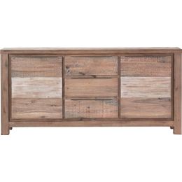 Sideboard GUTMANN FACTORY, B:180cm H:85cm T:49cm, braun, Holz teilmassiv, Wohnzimmer, Sideboards, "Tulsa", Kommode, Breite 130 cm