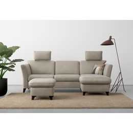 Ecksofa Home Affaire, B:249cm H:86cm T:162cm, grau, 95% Polyester, 5% Polyamid, Wohnzimmer, Sofas, "Trelleborg L-Form", wahlweise mit Bettfunktion