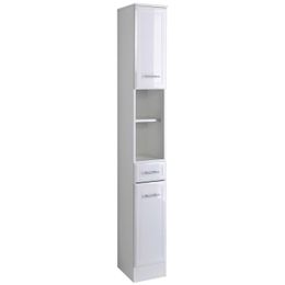 Hochschrank Welltime, B:25cm H:190cm T:34cm, wei&szlig;, Badezimmer, Schr&auml;nke, "Neapel", Breite 25 cm, mit Hochglanzfronten und eleganter Fr&auml;sung